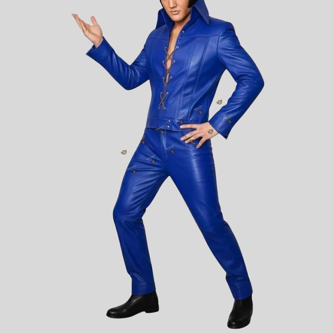 Elvis Presley 1968 Comeback Blue Leather Suit | Handmade Rock & Roll ...
