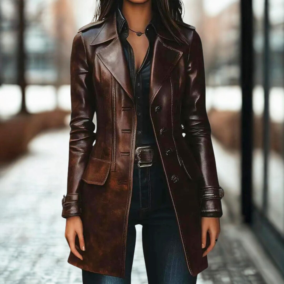Handmade Women’s Vintage Brown Distressed Real Leather Long Coat ...