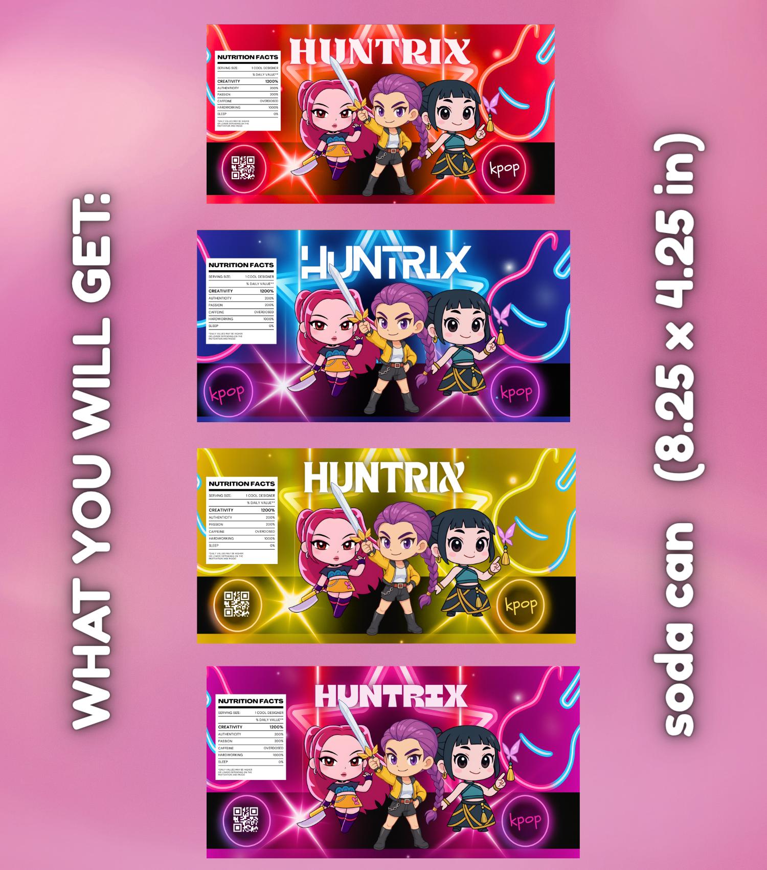 Kpop Demon Hunters Soda Can Label, Kpop Huntrix Soda Pop Can Wrapper ...