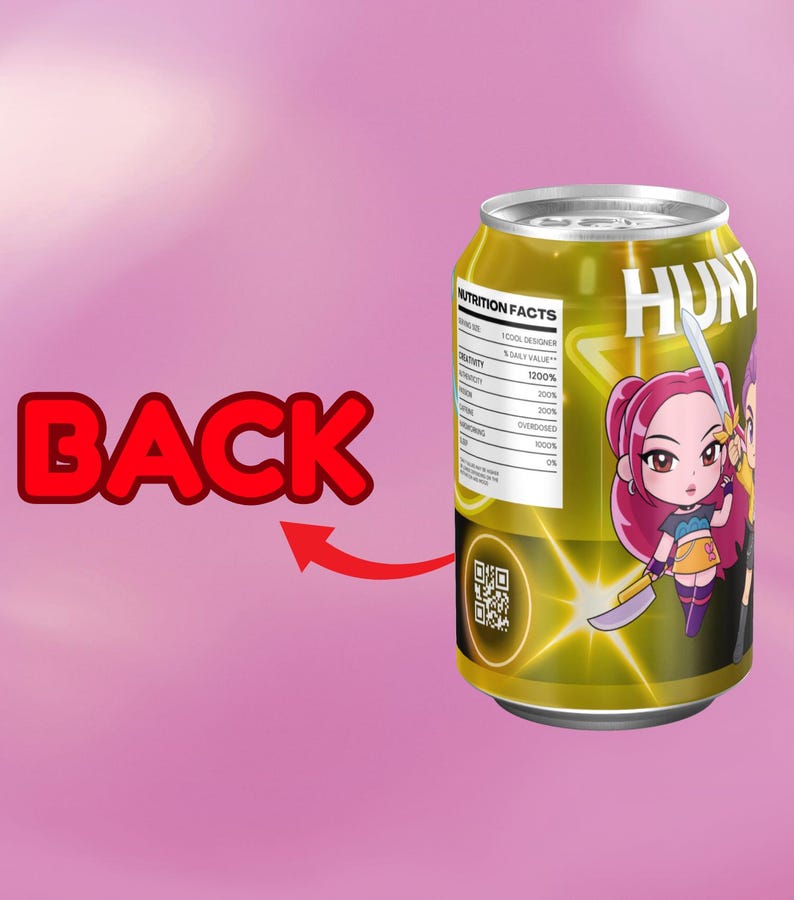 Kpop Demon Hunters Soda Can Label, Kpop Huntrix Soda Pop Can Wrapper ...