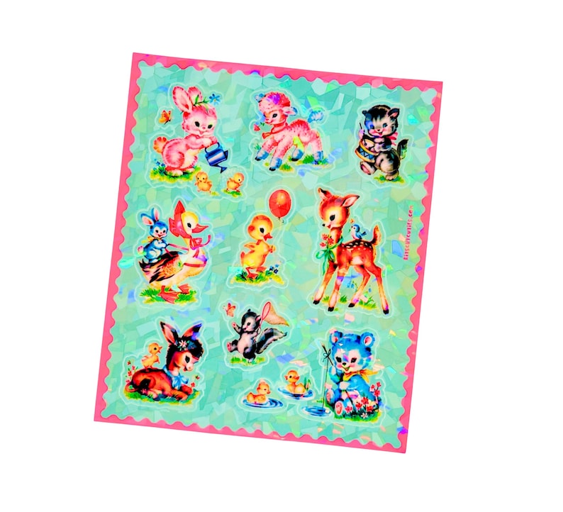 Cute Kitschy Critters Sparkly Sticker Sheets - Vintage Retro Kitsch ...