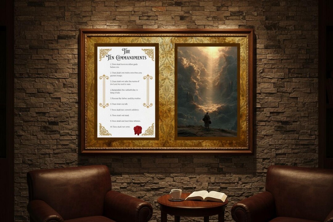 Ten Commandments Wall Art Poster, Elegant Christian Home Decor ...
