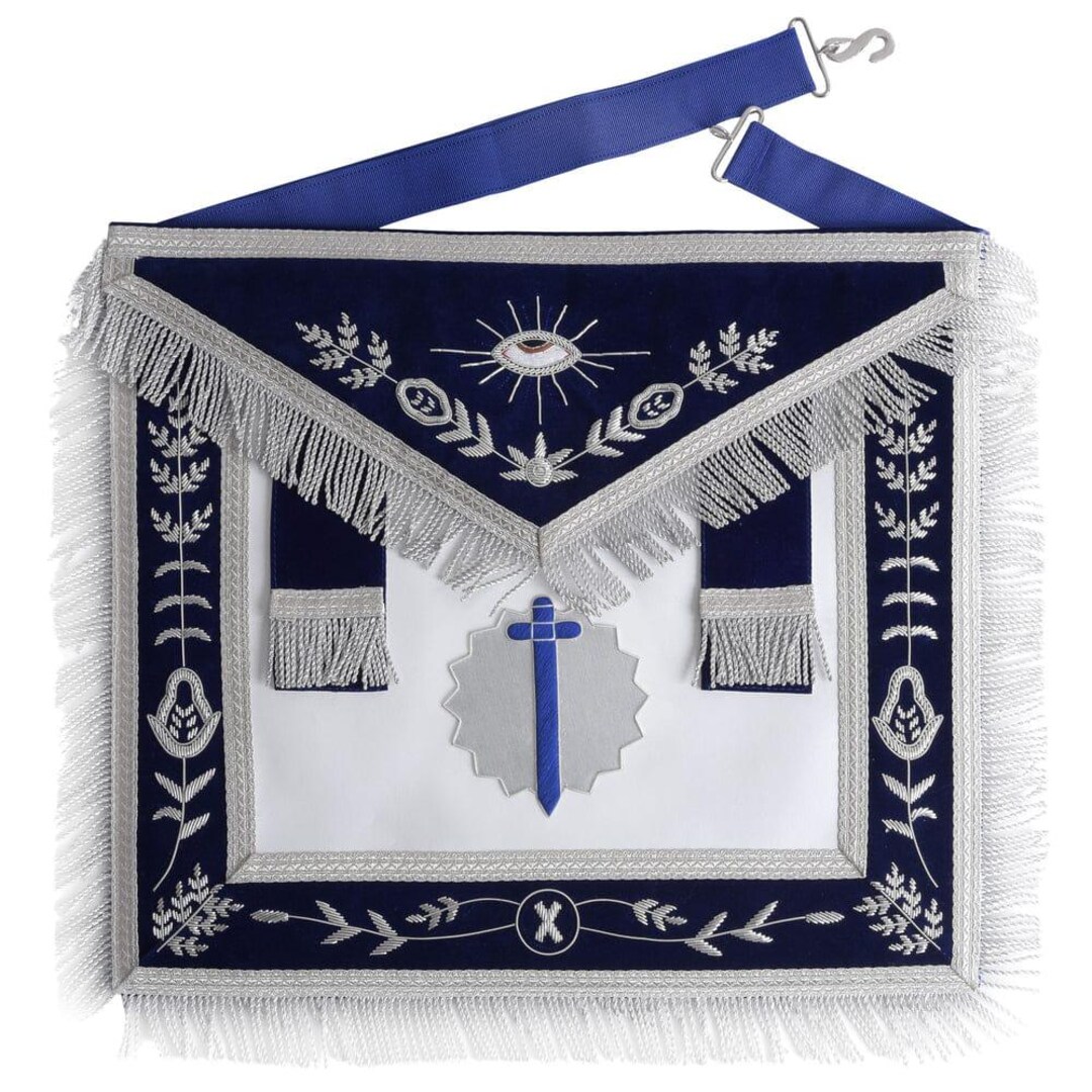 Tyler Blue Lodge Officer Apron - Navy Blue Velvet With Silver Fringe - Etsy