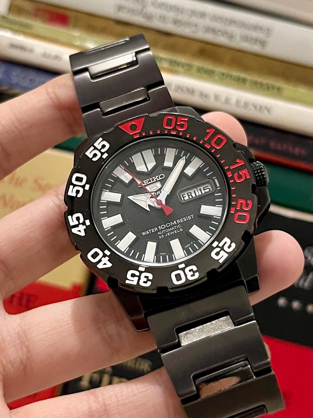 Rare Seiko 5 Sports Baby Monster | Black PVD, Red Bezel | Full Set - Etsy