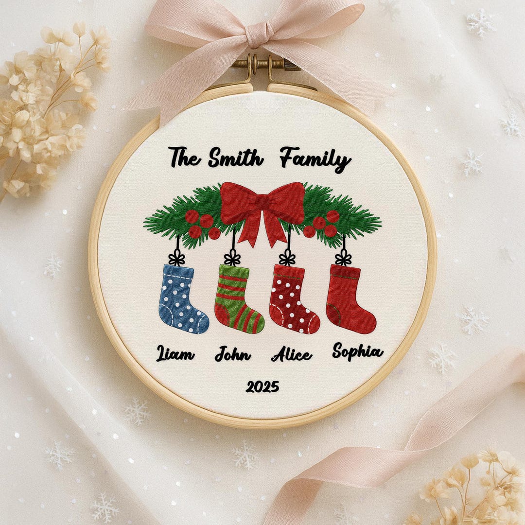 Personalized Family Embroidered Christmas Ornament 2025, Custom ...