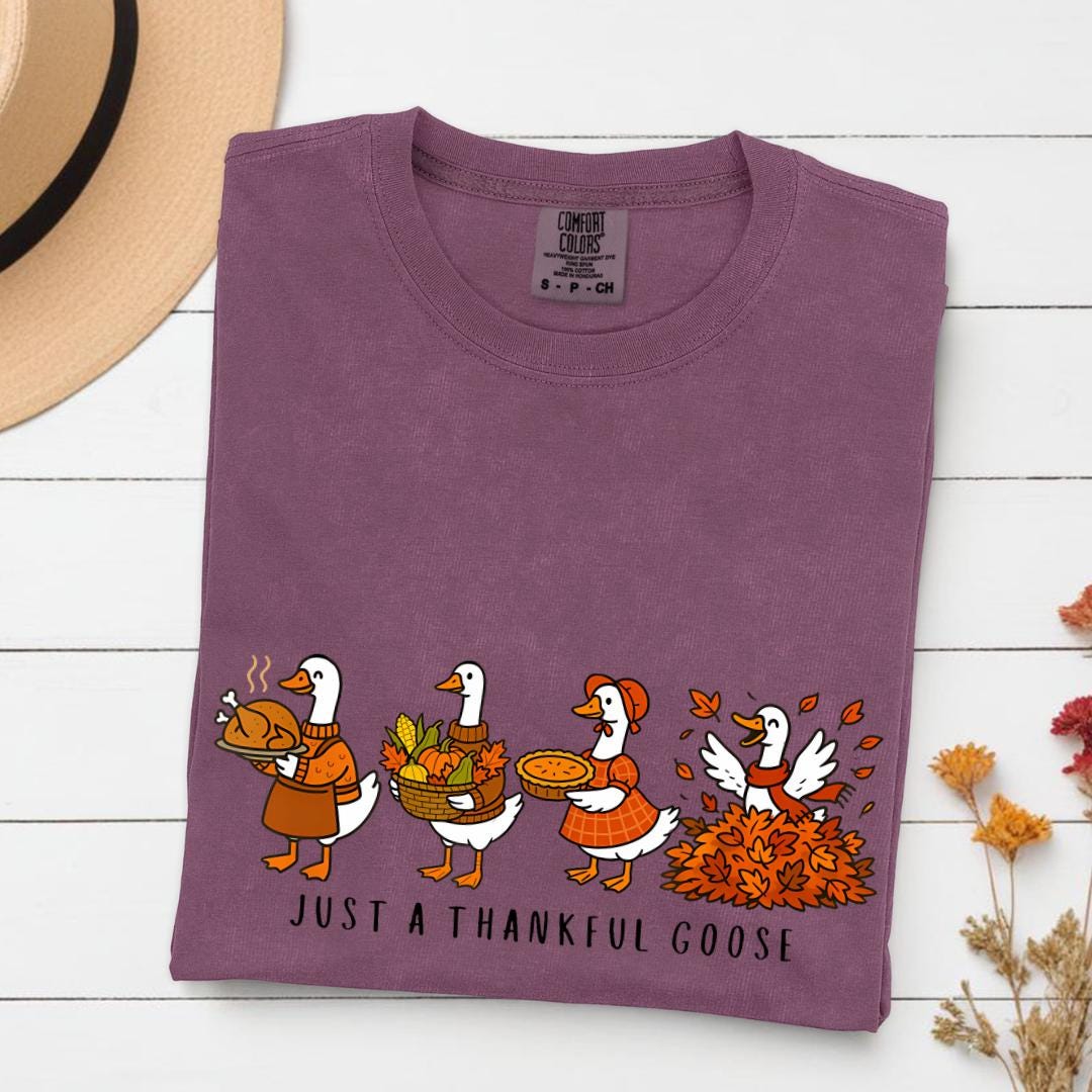 Comfort Colors Thanksgiving T-shirt: Thankful Goose, Friends Squad - Etsy