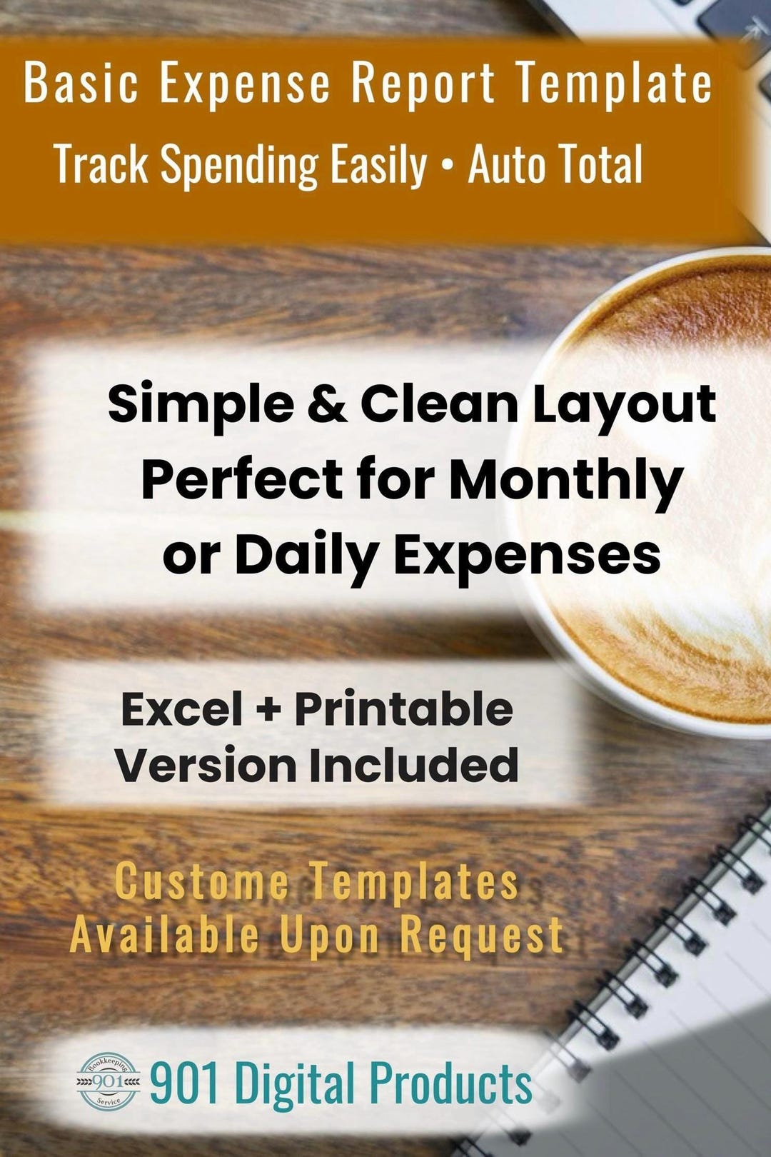 Basic Expense Report Template | Excel & Printable | Simple Spending ...