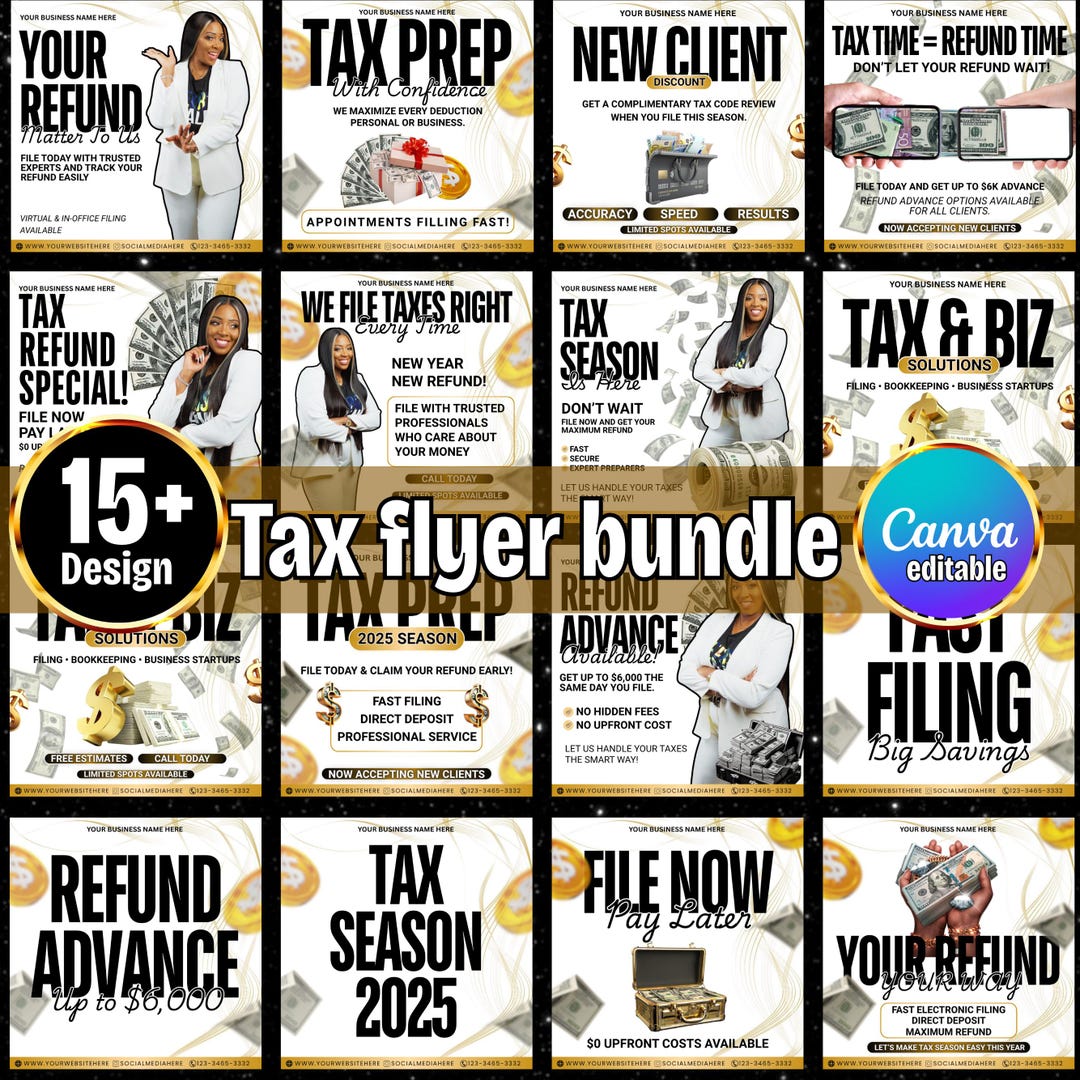 20 Tax Professional Flyers Bundle, Tax Prep Marketing, Tax Canva ...