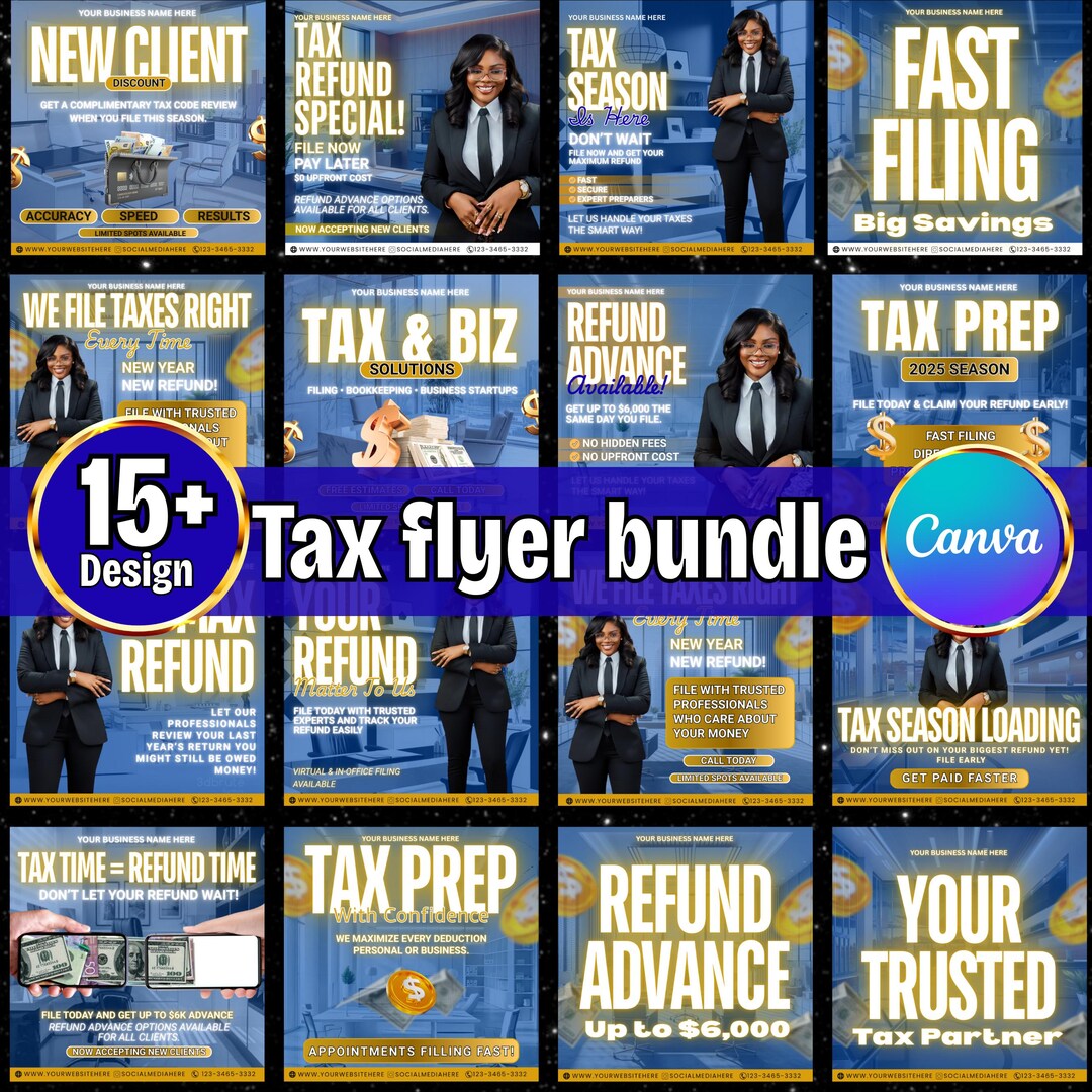 Mega Tax Prep Bundle, 15+ Tax Prep Flyers, Tax Prep Instagram Bundle ...