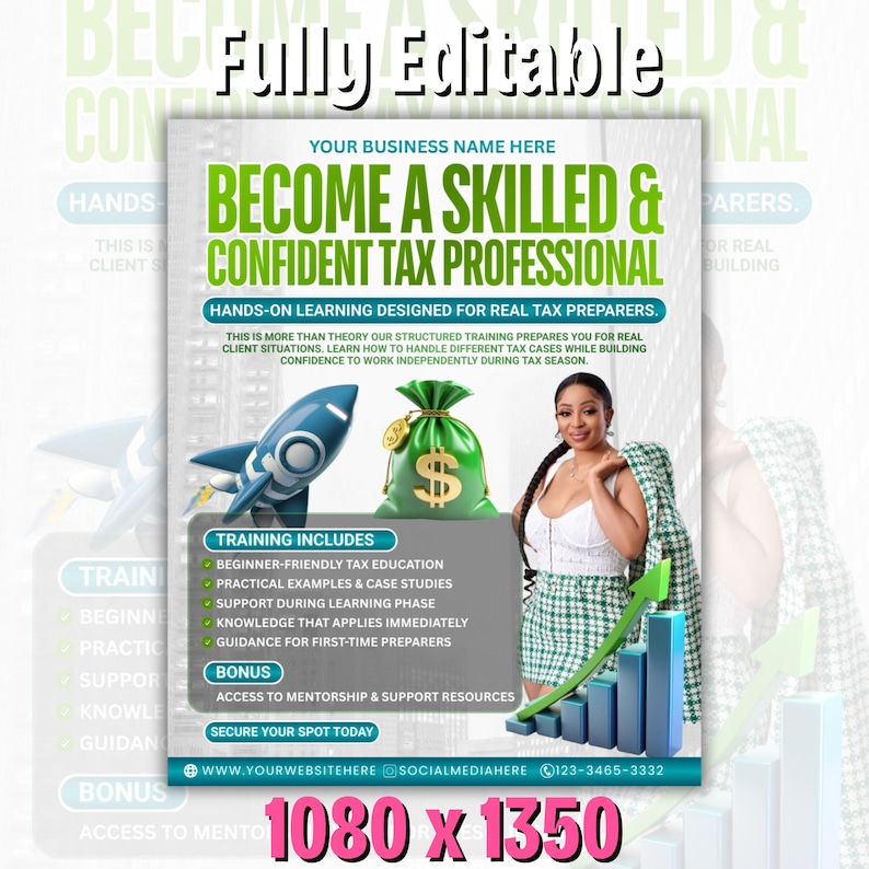 Tax Prep Training Flyer Bundle, 2026 Tax Season Flyers, Editable Tax ...
