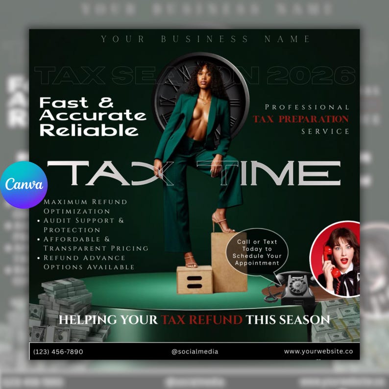 Tax Season 2026 Flyer Template, Tax Prep Flyer, Professional Tax Flyer ...