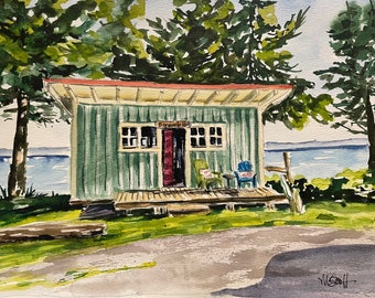 Watercolor Beach Shack - Etsy