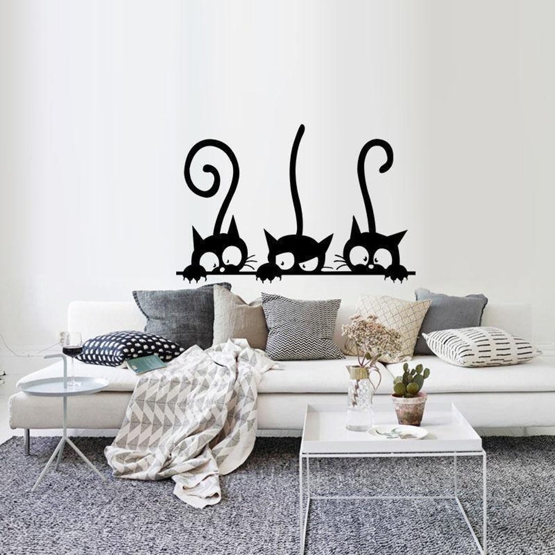 Laser Cut Three Black Cat Wall Sticker CDR - Etsy