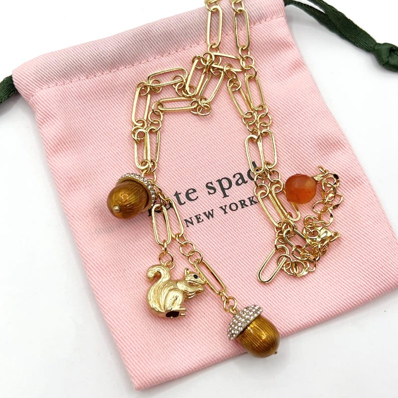 Ks846-kate Spade Squirrel and Acorn Necklace - Etsy