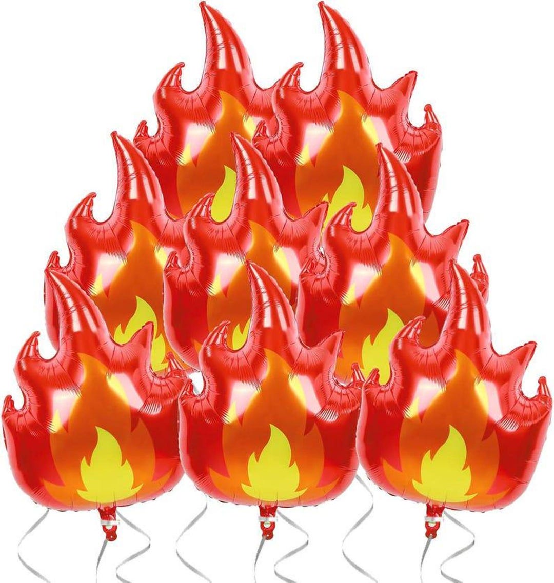 12 Pcs Fire Balloons, 33 Inch Large Flame Foil Balloons Decorations for ...