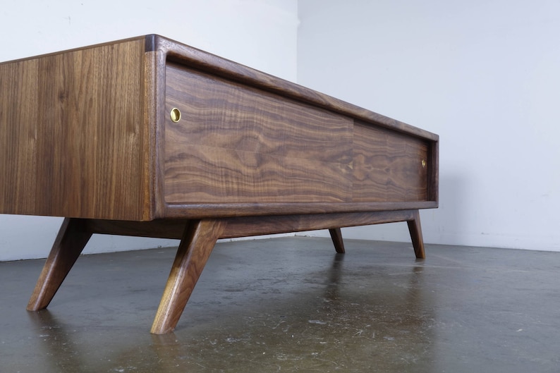 Walnut TV Stand - MCM Media Console - Mid Century Modern Credenza ...