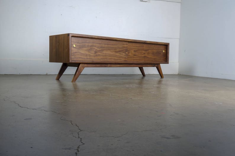 Walnut TV Stand - MCM Media Console - Mid Century Modern Credenza ...
