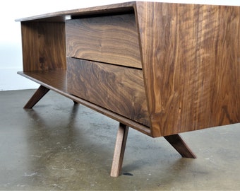 Walnut TV Stand MCM Media Console Mid Century Modern Credenza Handmade ...