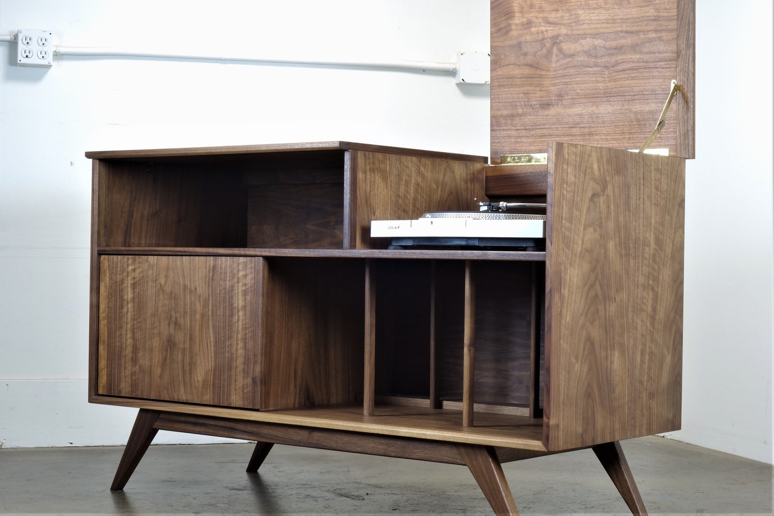 Mid Century Modern Record Player Console. Record Storage the - Etsy