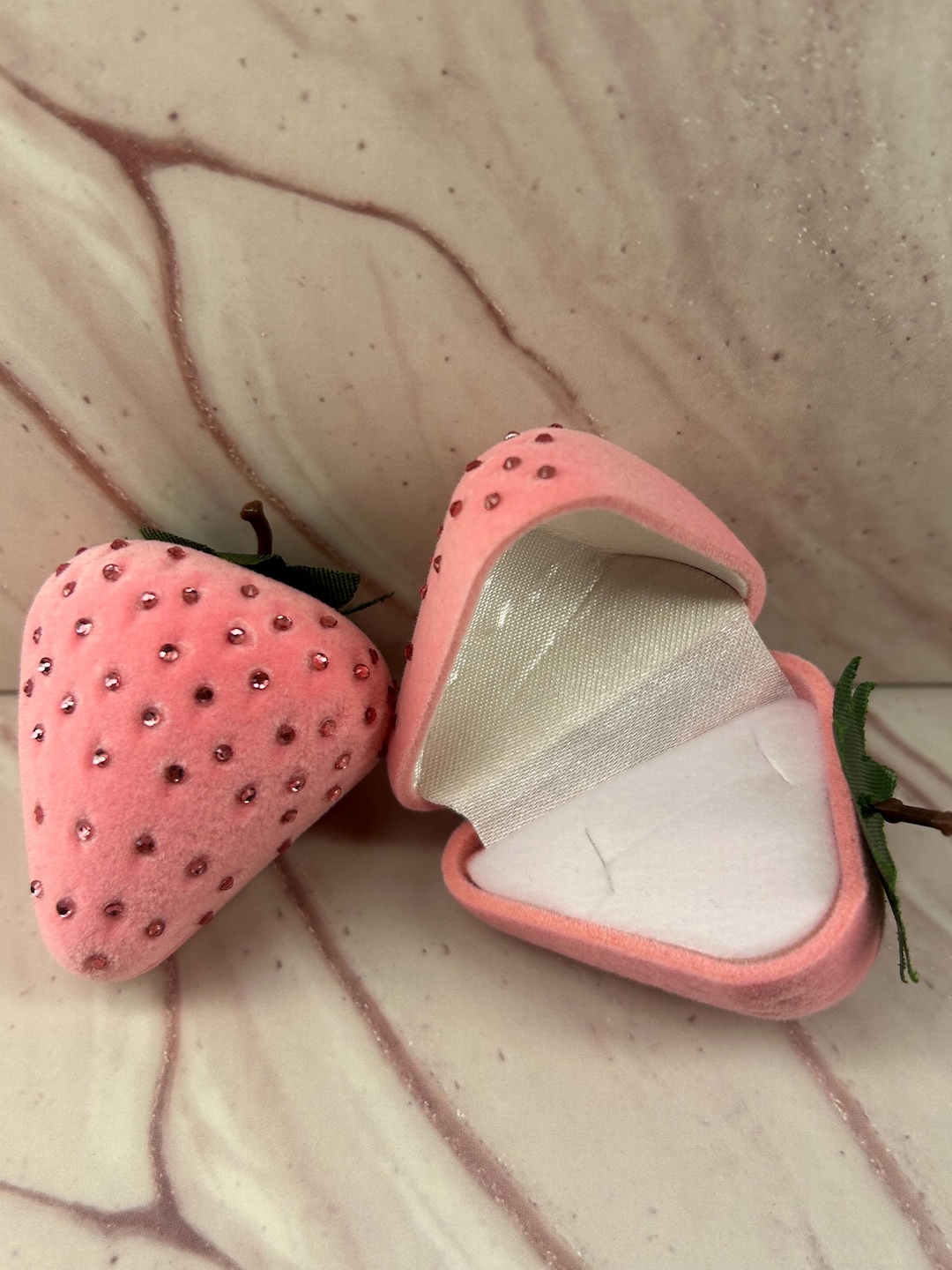 Strawberry Ring Box With Rhinestone Seeds - Etsy