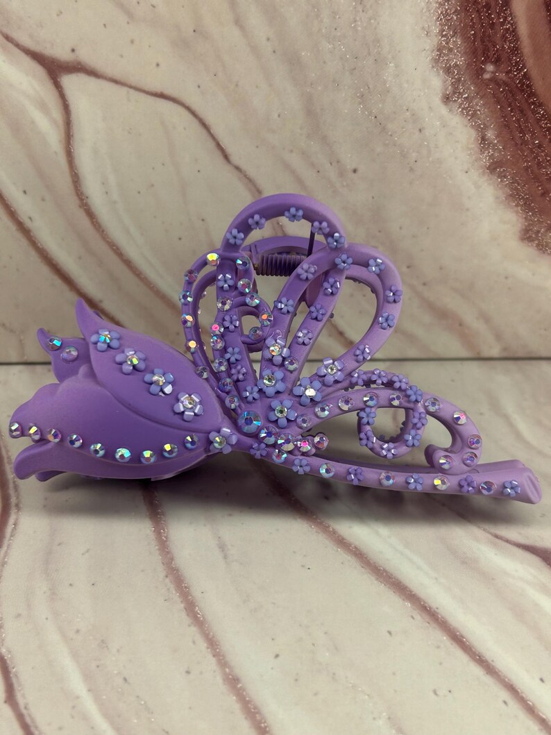 Hair Claw Clip Set Tulips Embellished With Matching Rhinestones - Etsy