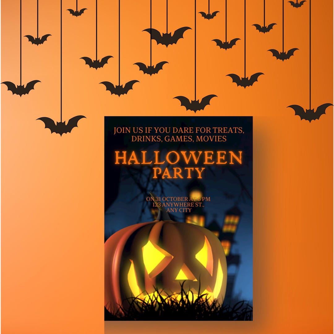 Halloween Invitation Template, Editable Printable Party Invitation - Etsy