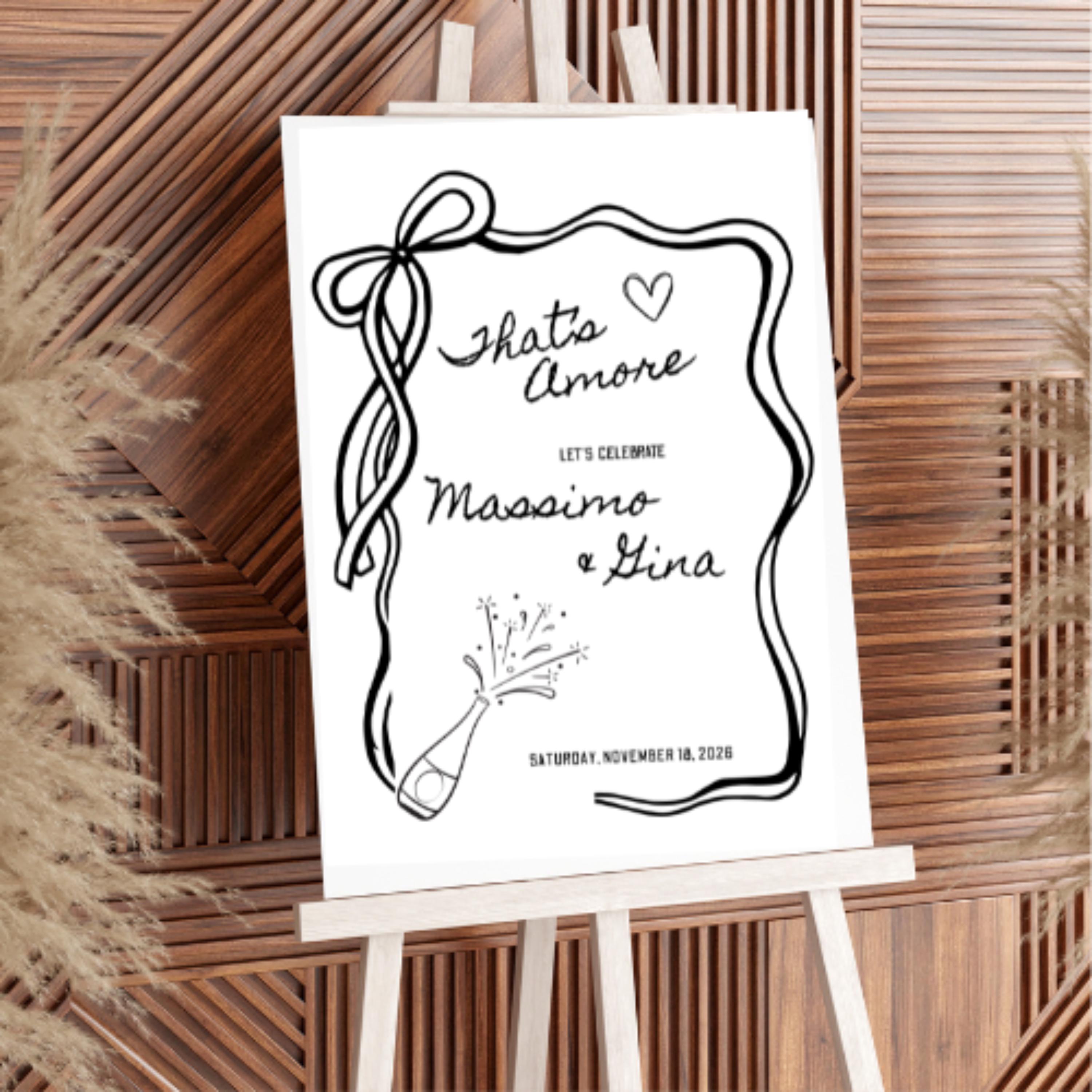 That’s Amore Engagement Welcome Sign – Editable Canva Template ...