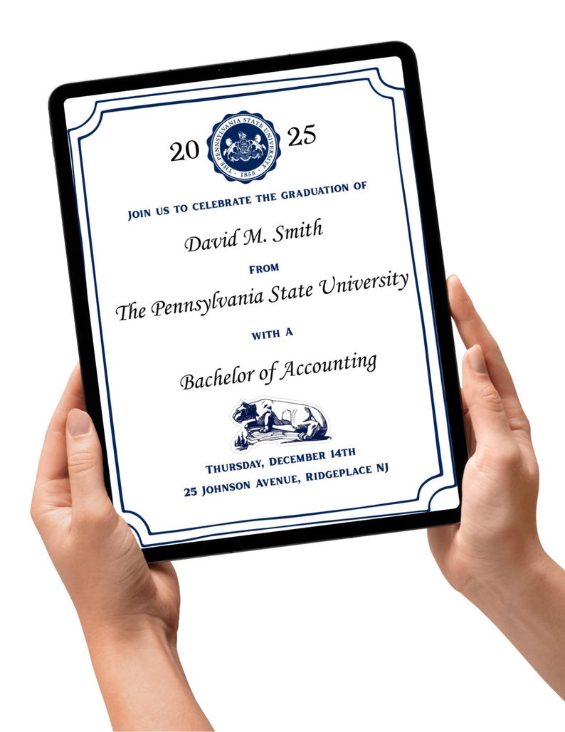 Penn State Graduation Party Invitation Fully Customizable Template - Etsy