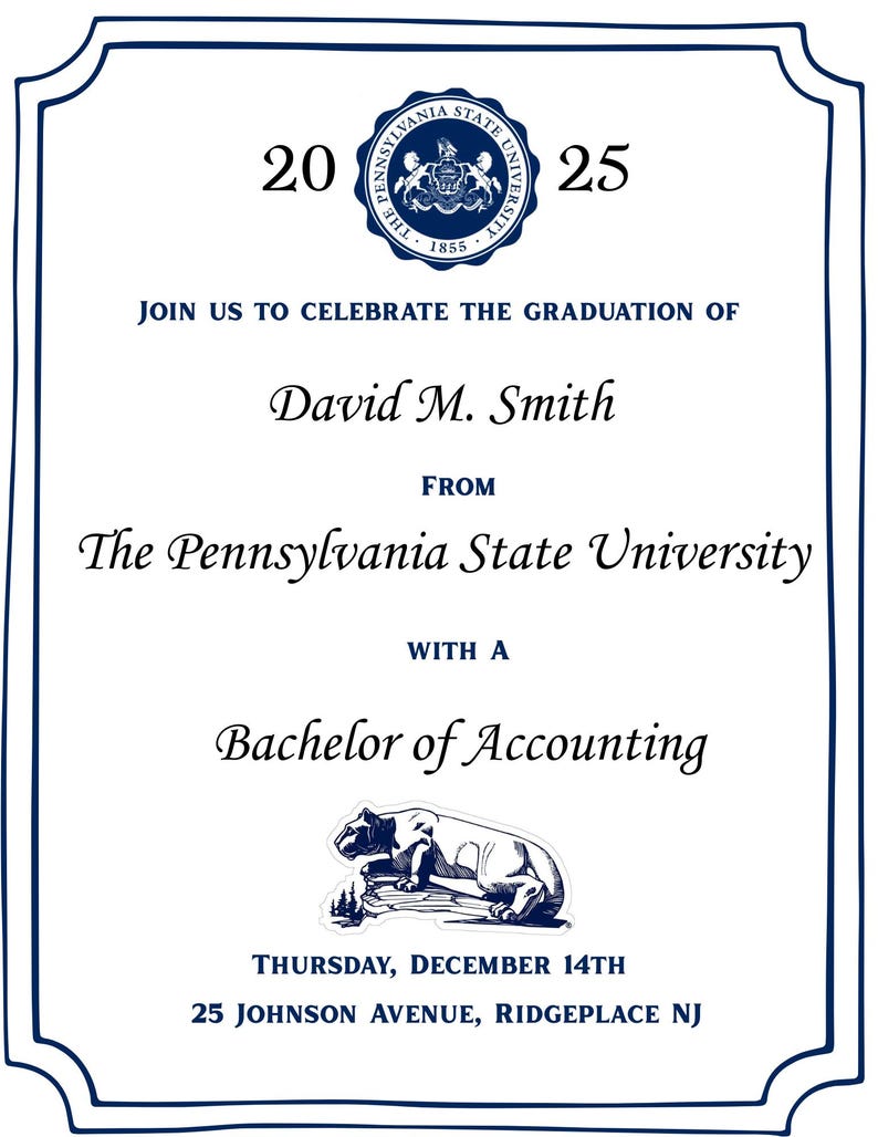 Penn State Graduation Party Invitation Fully Customizable Template - Etsy