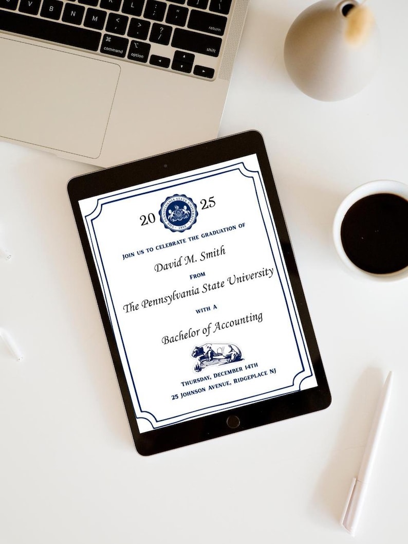 Penn State Graduation Party Invitation Fully Customizable Template - Etsy
