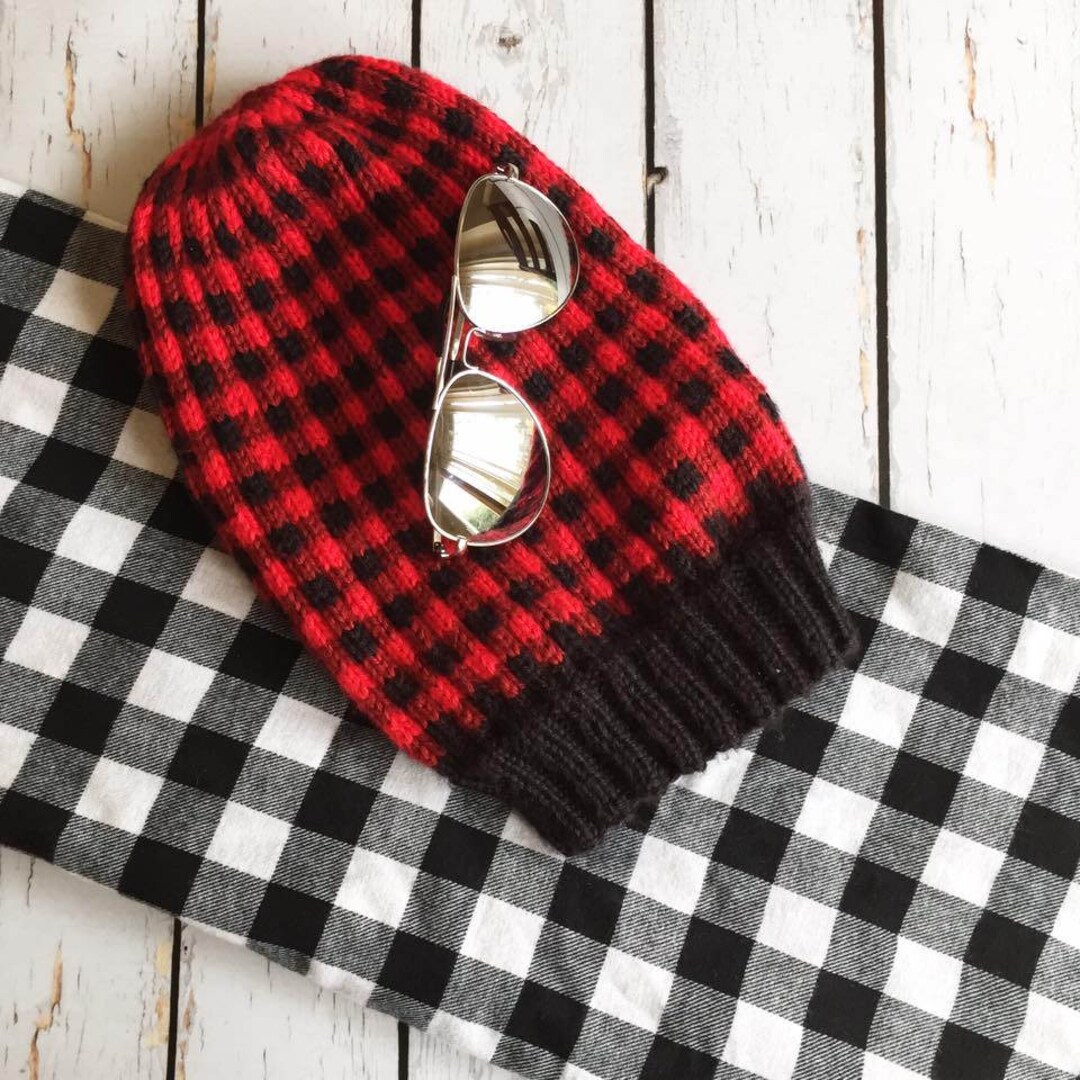 Knit Buffalo Plaid Hat Pattern, PDF Knitting Pattern, Hat Lumberjack ...