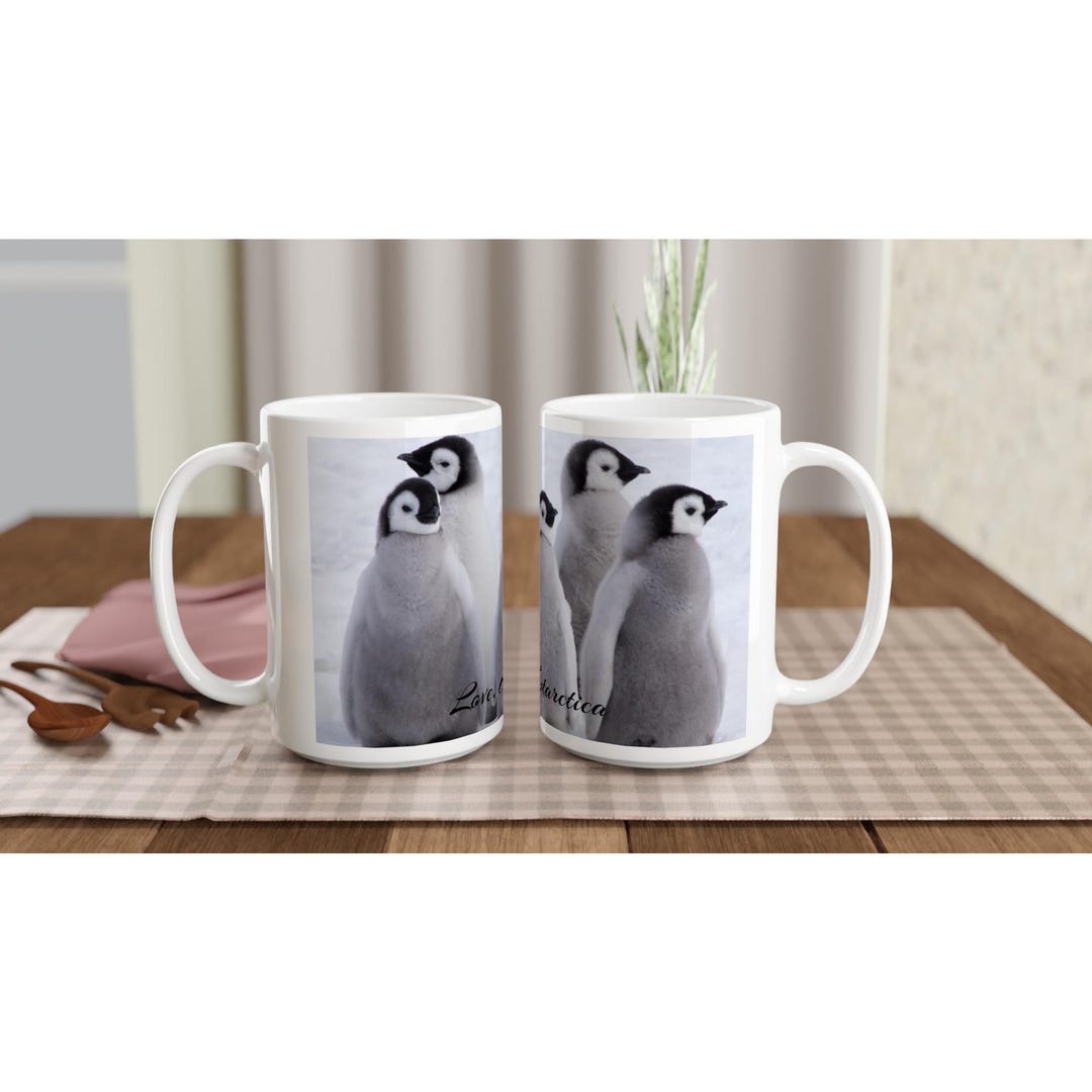 Adorable Baby Emperor Penguins Mug - Cute Ceramic Coffee Cup for Animal ...