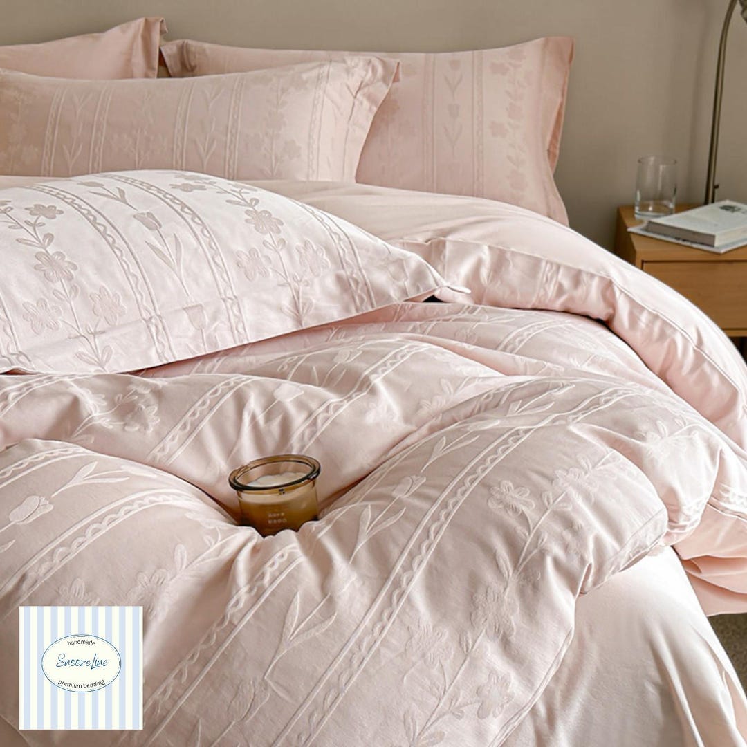 High Thread Count Cotton Bedding Set | 4 Piece Long Staple Jacquard ...