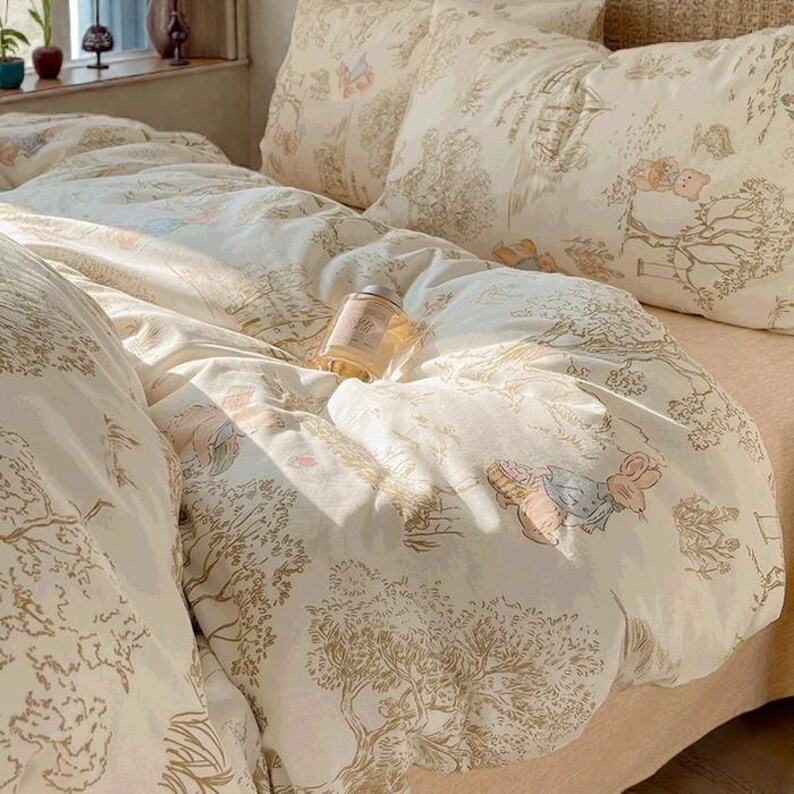 2025 100% Cotton Cartoon Bedding Set | Summer Cool Quilt Cover & Bed ...