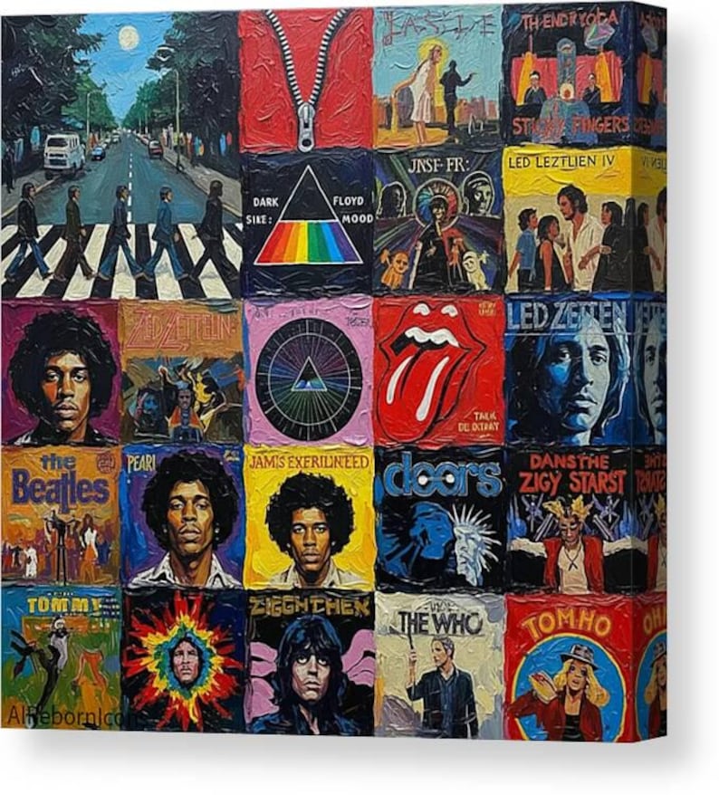 Classic Rock Album Cover Art Collage: Impasto Pop Art (digital Download ...