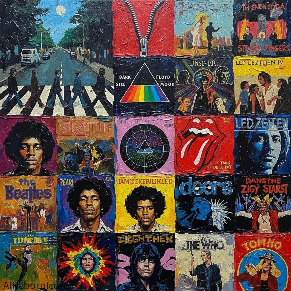 Classic Rock Album Cover Art Collage: Impasto Pop Art (digital Download ...