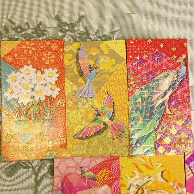 Year of the Horse 2026 Red Envelope Set - Embossed Gold Foil Ancient ...