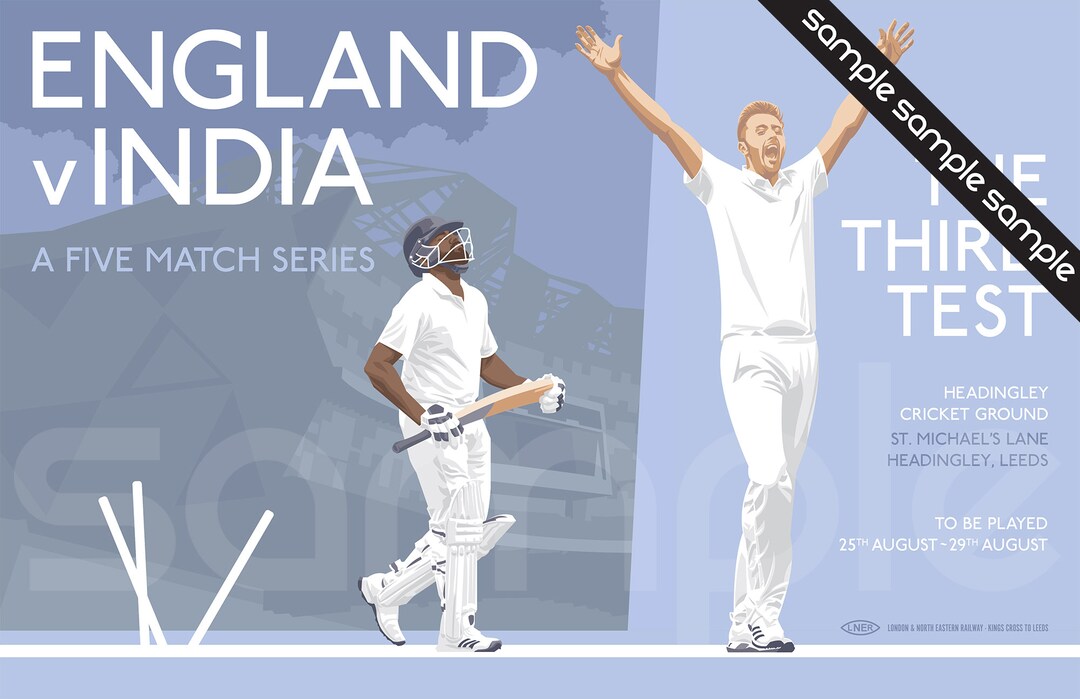 Vintage Cricket Poster Pastiche - England V India 2021 - Third Test ...