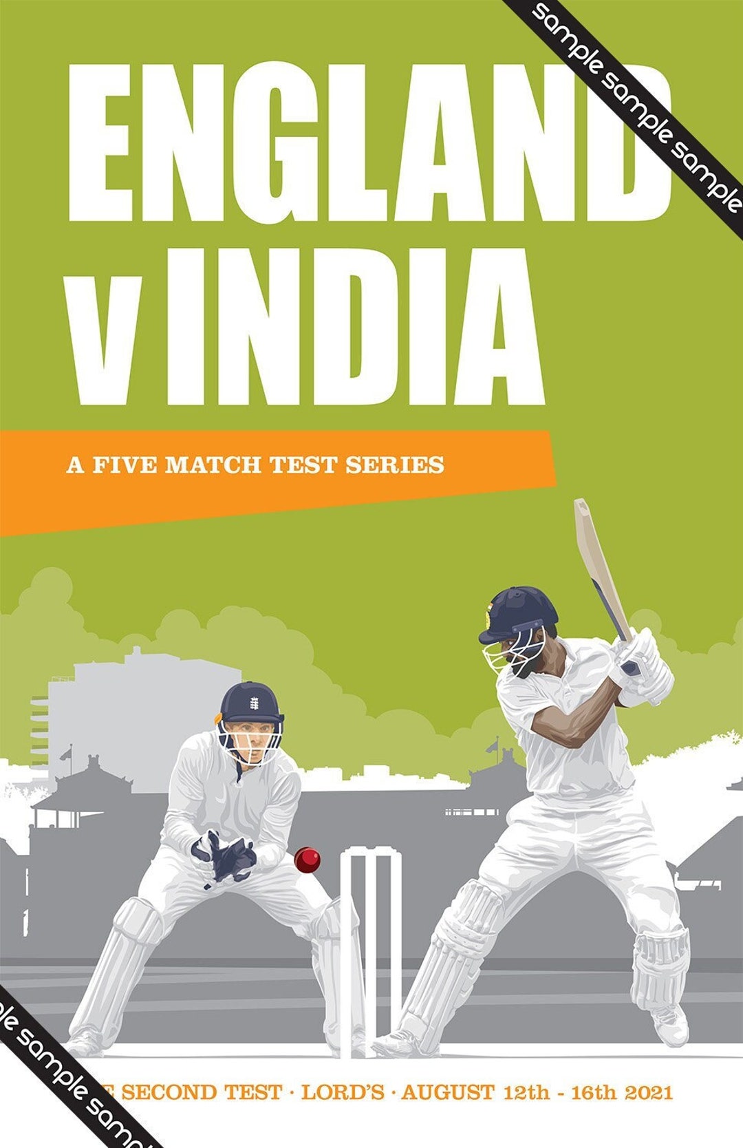 Vintage Cricket Poster Pastiche England V India 2021 Second Test 11 X ...