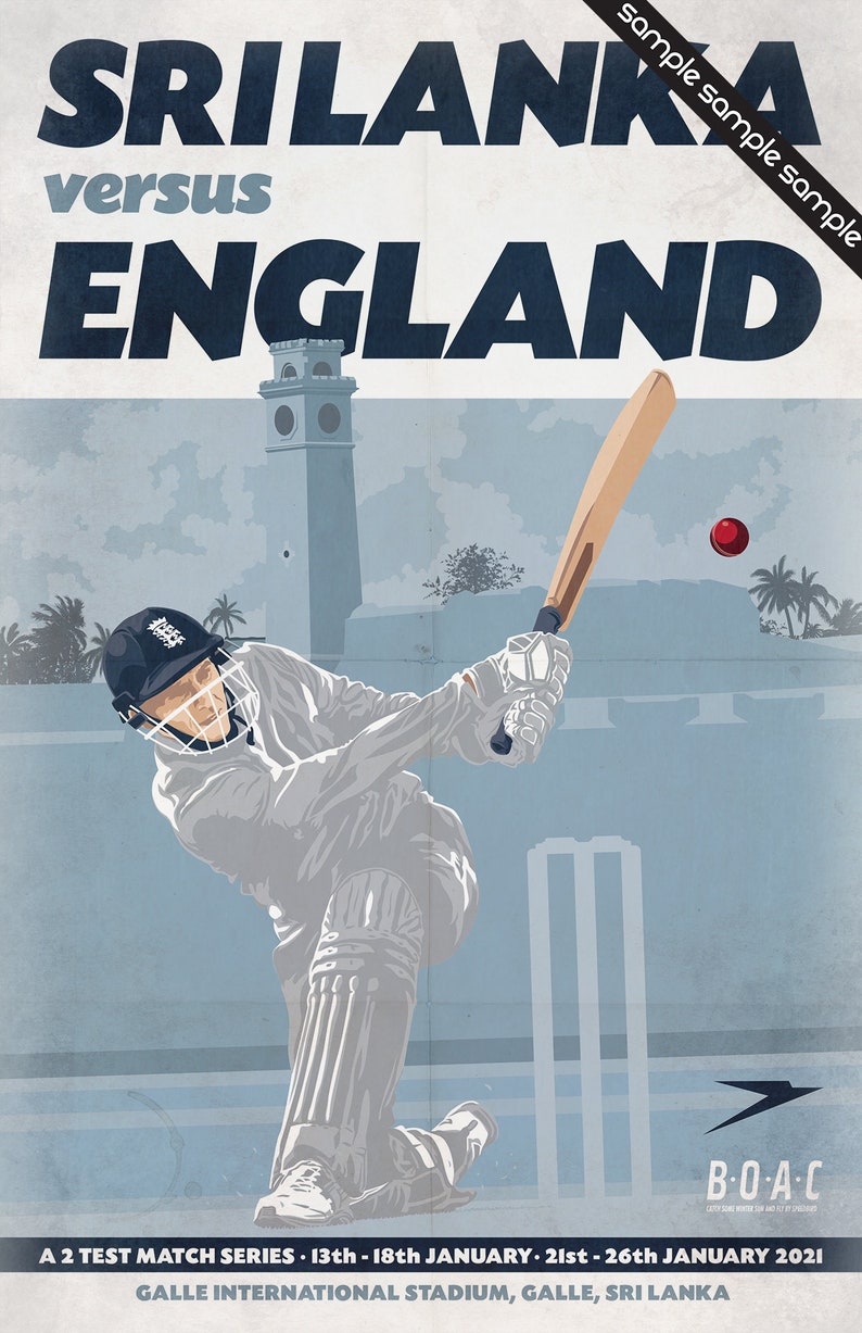 Vintage Cricket Poster Pastiche - 2021 Winter Tour - Sri Lanka V ...