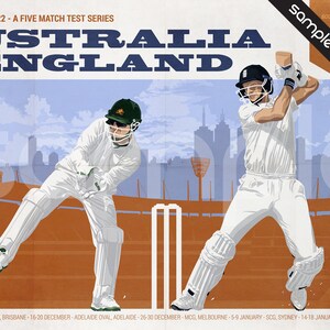 Vintage Cricket Poster Pastiche - the Ashes 2021 / 2022 Test Series ...
