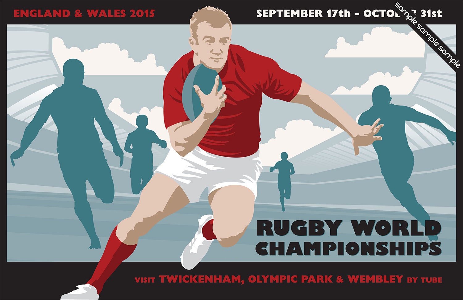 Vintage Transport Poster Pastiche 2015 Rugby Union World Cup 17 X 11 ...