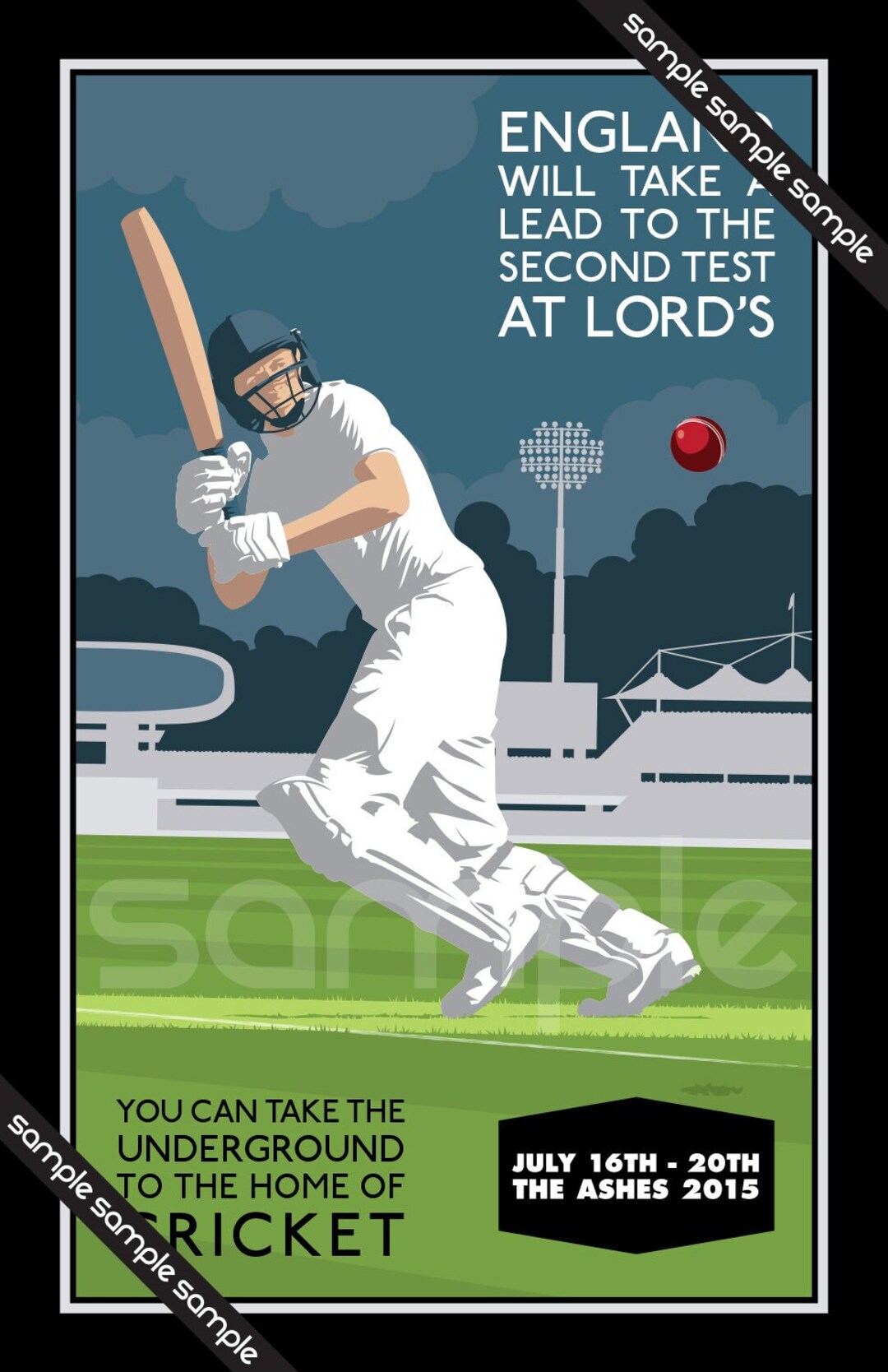 Vintage Cricket Poster Pastiche - 2015 Ashes Test Series - England V ...
