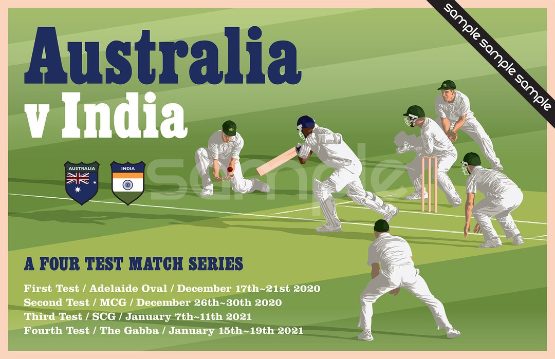 Vintage Cricket Poster Pastiche 2020 / 2021 4 Test Match Series ...