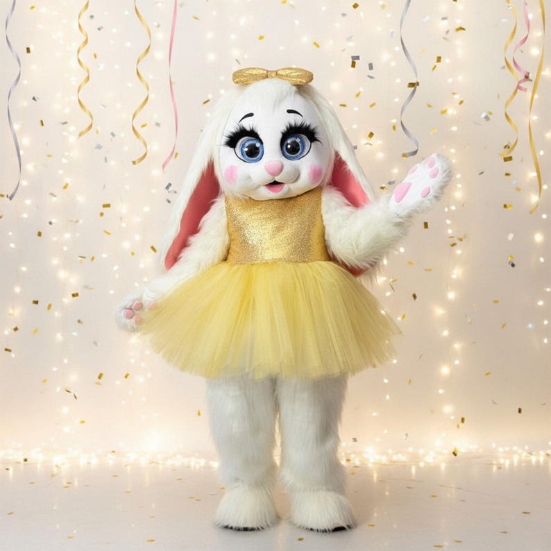 White Rabbit Mascot Costume, Handmade Bunny Character Mascot Outfit for ...
