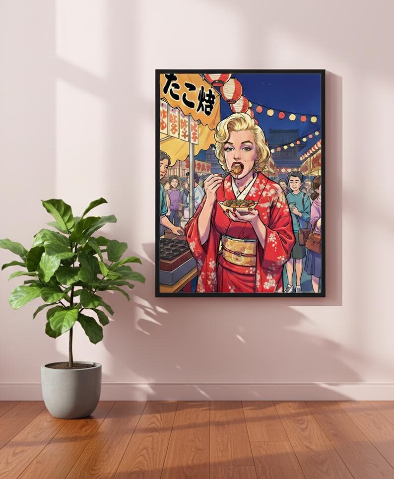 Digital Artwork of Marilyn Monroe / PNG Format / Eating "takoyaki ...