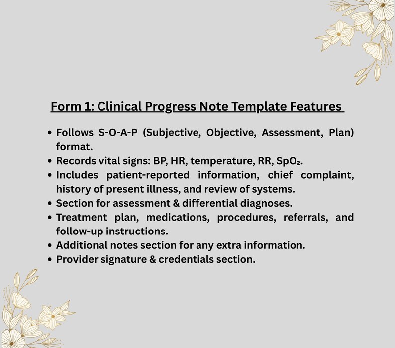 SOAP Clinical Progress Note Templates | Medical Forms Bundle (printable ...