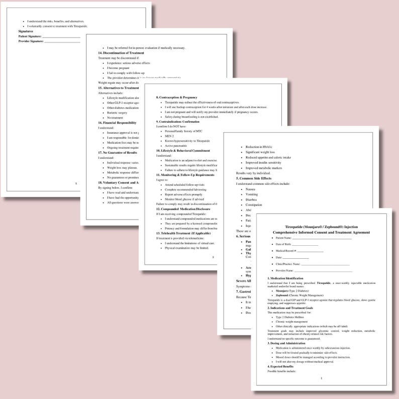 Tirzepatide Consent Form | Mounjaro & Zepbound Injection Agreement ...