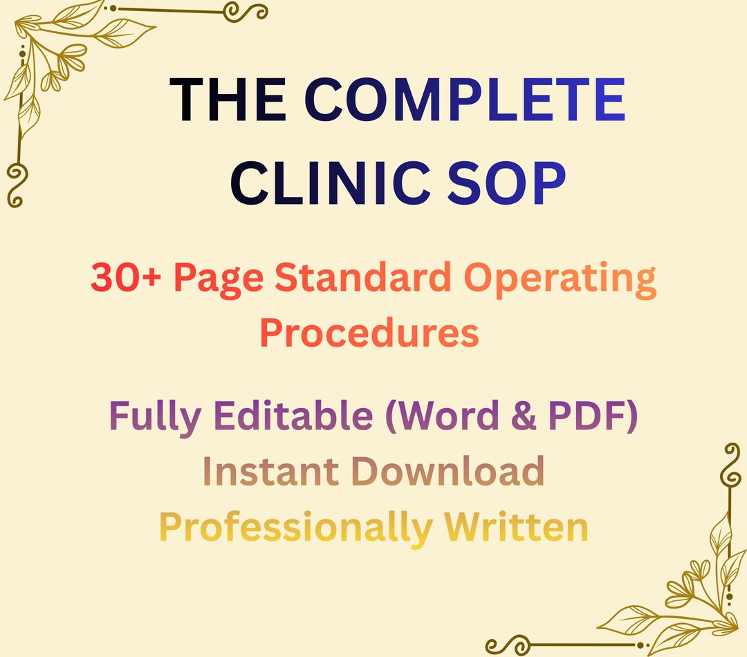 Clinic SOP Template | Healthcare Operations Manual (editable Word) - Etsy