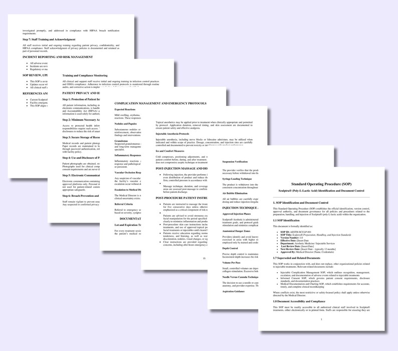 Sculptra Aesthetic SOP Template | Med Spa Policy & Procedure Manual ...
